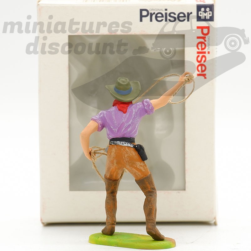 Cow-Boy lançant le lasso - Preiser - Elastolin - 1/25ème en boite